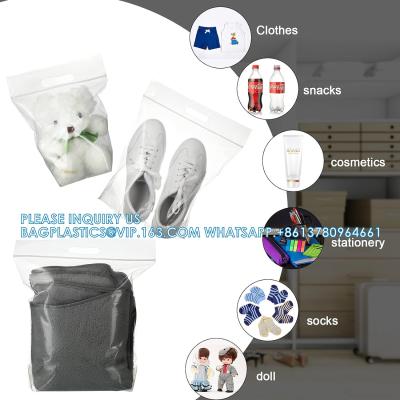 China Verpakkingszakken met rits Plastic rits zakken transparante rits Plastic zakken uitbreidbare bodem zak met draaghandvat Te koop