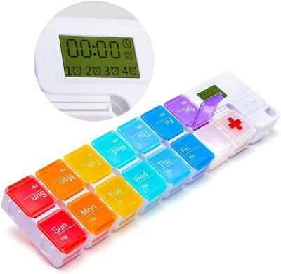 China Smart Pill Box,7 Day Pill Organizer,4 Alarm Clocks,AM/PM Automatic Alarm Reminder,Hold Vitamins Fish Oil,Supplements,Travel Pill Or Pillganizer,Suitable For The Elderly, Children, Office Workers for sale