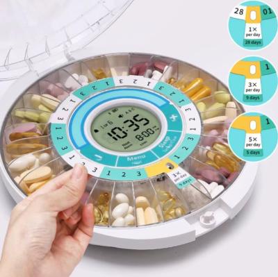China Automatic Pill Dispenser With 28-Day Electronic Medication Organizer, 6 Dosage Templates, Easy-Read LCD Display, Sound & Light Alerts & Key For Prescriptions, Vitamins, Supplements & More for sale