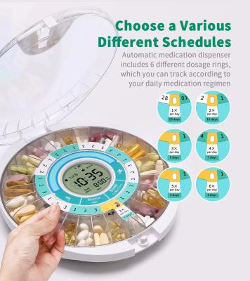 China Automatic Pill Dispenser With 28-Day Electronic Medication Organizer, 6 Dosage Templates, Easy-Read LCD Display, Sound & Light Alerts & Key For Prescriptions, Vitamins, Supplements & More for sale