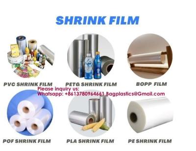 China High Shrinkage Clear 40/50 Mic Center Folded Tube, High Shrinkagee Customized 30UM-60UM PETG PVC Shrink Wraps For Beverage Label Printing for sale