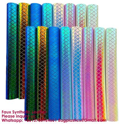China New Trend Metal Texture Fashion Magic Color Flower Embossed Faux Leather Magic Color Artificial Leather Waterproof Material For Box Decorations Handicrafts for sale