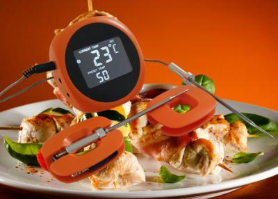 Cina Termometro di carne senza fili del BBQ di Bluetooth con 2 sonde dell'acciaio inossidabile e 2 clip in vendita