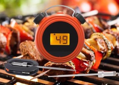 China Clock Shape Orange Bluetooth Meat Thermometer With Two Probes High Accuracy for sale