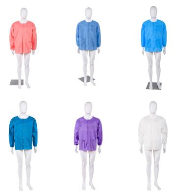 Cina Collare tricottato qualità premio non tessuta eliminabile del cappotto del laboratorio di S&J SMS & il dottore multicolore Nurse Lab Jacket della clinica dentaria dei polsini in vendita
