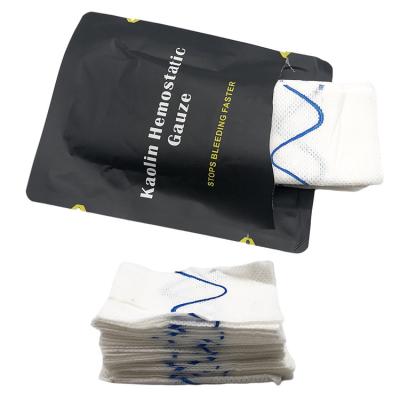 China SJ Kaolin Clay High Performance Stop Bleeding Gauze First Aid Wound Dressing Hemostatic Gauze Te koop