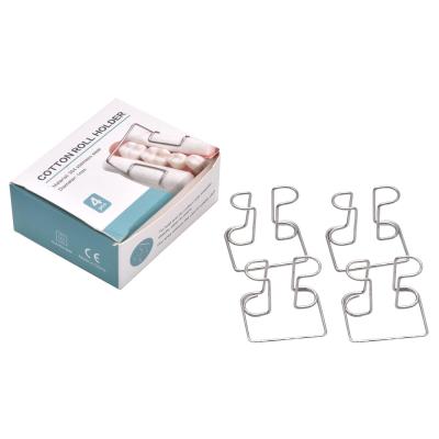Cina SJ Best Quality Disposable Stainless Steel Dental Cotton Roll Holder Clip 4pcs/box OEM Wholesale in vendita