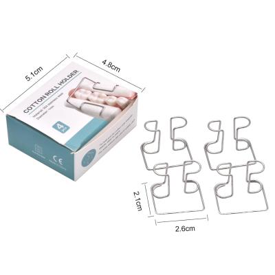 Cina SJ Best Quality Disposable Stainless Steel Dental Cotton Roll Holder Clip 4pcs/box OEM Wholesale in vendita