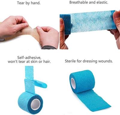 Cina SJ Bulk Wholesale Custom Logo Printing Medical Non Woven Easy Tear Self Adhesive Vet Wrap Crepe Cohesive Elastic Bandage in vendita