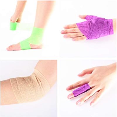 Cina SJ Bulk Wholesale Custom Logo Printing Medical Non Woven Easy Tear Self Adhesive Vet Wrap Crepe Cohesive Elastic Bandage in vendita