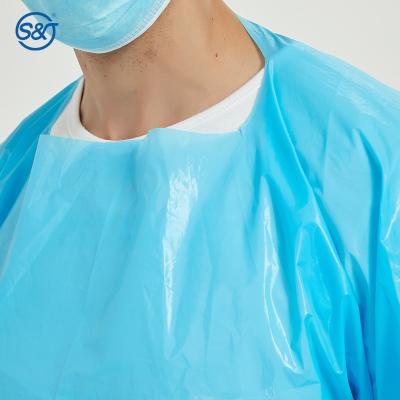 Cina SJ Manufactures Disposable Visiting CPE Gown Waterproof Surgical Single Use Medical Non-woven Aprons in vendita