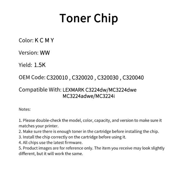 Quality Compatible Toner Chip For Lexmark C3224dw MC3224dwe 1.5K WW Version for sale