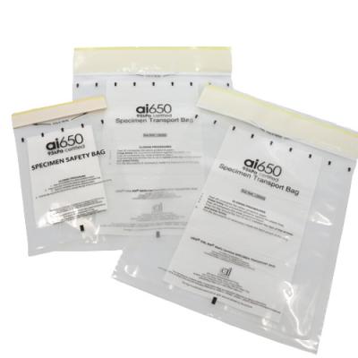 중국 50 PC 견본 생물학적 위험 가방, 생물학적 위험 로고 프린팅, 아웃사이드 포켓 사무 처리 팁과 지프 잠금 장치 상부 판매용