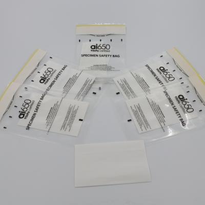 China Custom Biohazard Specimen Packaging Ziplock Bag Waterproof for sale