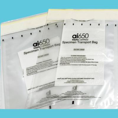 China 95kpa Clear Biohazard Specimen Bags With Absorbent Pad Zipper Top Sealing Plastic Bag 150*240mm for sale