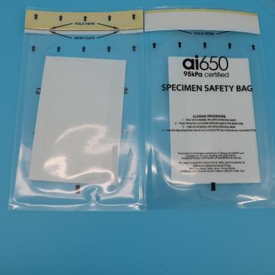 China 95kPa Specimen Transport Bag with UN 2814 Compliance and 550ml Absorbency for Biohazard Specimens for sale