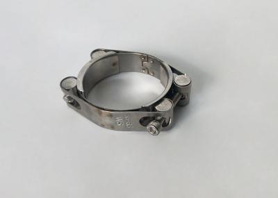 China 55-65MM Adjustable Double Bolt Band Heavy Duty Hose Clamps Stainless Steel for sale