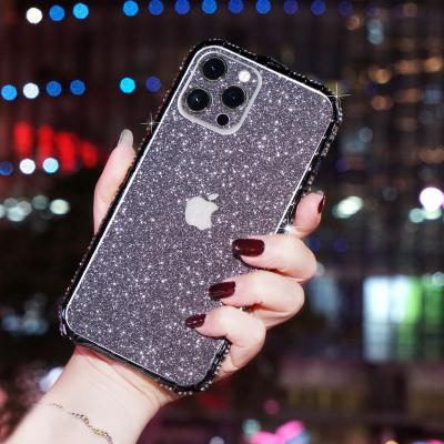 Cina Scintillio di lusso Bling Diamond Transparent Soft Phone Case per l'iPhone 14 13 12 pro 11 XS massimi XR 7 8 più in vendita