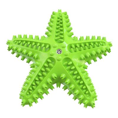 Cina Natural Rubber New Design Starfish Shape Dog Chew Toy Dental Cleaning Toothbrush Squeaky Toy Yellow Green Blue in vendita