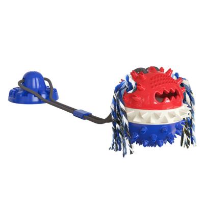 Cina New Series Cleaning Teeth Extra Durable Pet Interactive Chewing Biting Dog Toy Suction Cup With Rope in vendita