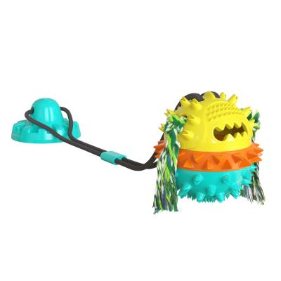 Cina New Series Cleaning Teeth Extra Durable Pet Interactive Chewing Biting Dog Toy Suction Cup With Rope in vendita