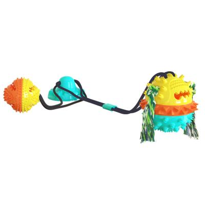 Cina Powerful Double Sucker Dog Toy Molar Dog Supplies Bite Resistant Ball in vendita