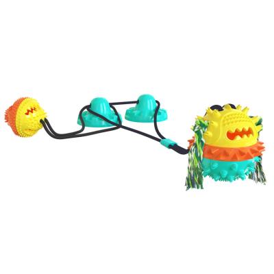 Cina Hot Sale Molar Bite Resistant Double Suction Cup Dog Chew Rope Ball Pull Toy in vendita