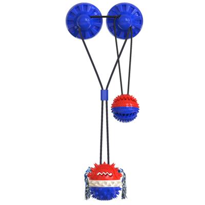 Cina Hot Sale Molar Bite Resistant Double Suction Cup Dog Chew Rope Ball Pull Toy in vendita