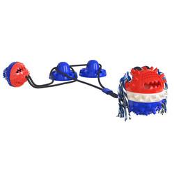Cina Hot Sale Molar Bite Resistant Double Suction Cup Dog Chew Rope Ball Pull Toy in vendita