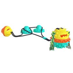 Cina Hot Sale Molar Bite Resistant Double Suction Cup Dog Chew Rope Ball Pull Toy in vendita