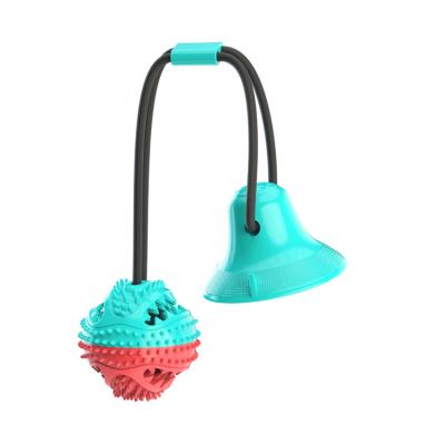 China Multifunction Interactive Double Teeth-cleaning Suction Cup Self-playing Food Dispensing Rubber Ball Chew Dog Tug Rope Toy à venda