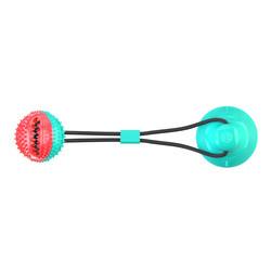 China Multifunction Interactive Double Teeth-cleaning Suction Cup Self-playing Food Dispensing Rubber Ball Chew Dog Tug Rope Toy à venda