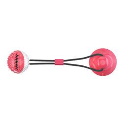 China Multifunction Interactive Double Teeth-cleaning Suction Cup Self-playing Food Dispensing Rubber Ball Chew Dog Tug Rope Toy à venda