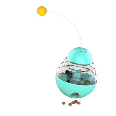 Cina Slow feeder tumbler interactive plaything with cat stick cat turntable leaking food teasing ball cat pet toy in vendita