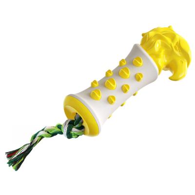 Cina New Multifunctional Interactive Teeth-cleaning Self-playing Food Dispensing Rubber Ball Chew Aggressive Dog Chew Toy in vendita