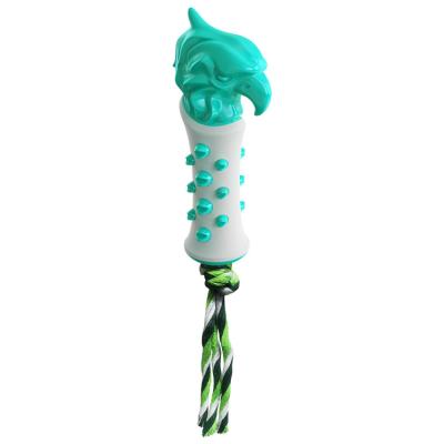 Cina New Multifunctional Interactive Teeth-cleaning Self-playing Food Dispensing Rubber Ball Chew Aggressive Dog Chew Toy in vendita