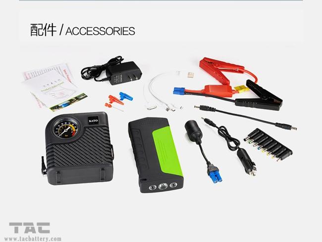 Green Portable Car Jump Starter with 3 Multifunction LED light torch / SOS / strobe