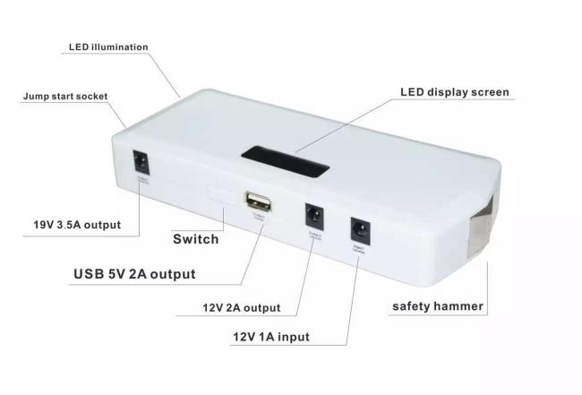 Multi-Function Auto Battery cheap jump starter with Display and escape hammer
