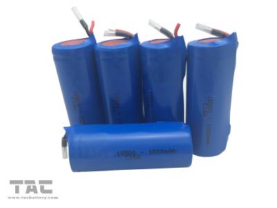 China ICR18500  3.7V 1000mAh Lithium Ion Cylindrical Battery for Portable Flashlight for sale