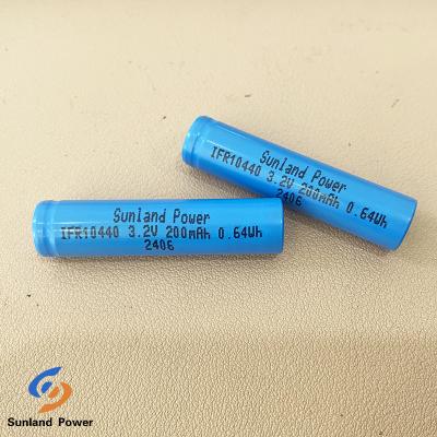China Rechargeable Lithium Battery IFR10440 AAA  3.2V LiFePO4  200mAh Cell Flat Cap for sale