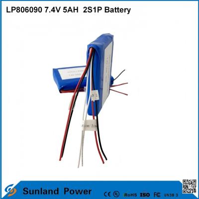 중국 7.4V 5AH LP806090 2S1P 폴리머 리?? 이온 배터리 판매용