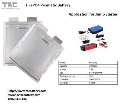 China Fast Charging 3600mah Lithium Battery Operated Car Jump Starter  12V Lifepo4 Prismatic Cell for sale