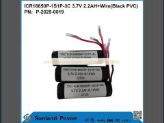 ICR18650P-1S1P-3C 3.7V 2.2AH+bateria de fio