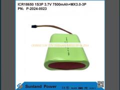 CR18650 1S3P 3.7V 7500mAh+MX3.0-3P-UL2054 バッテリー