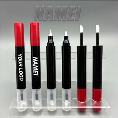 China 2 in 1 vloeibare oogschaduwbuis Leeg Plastic Eyelinerbuis Met Stok Custom Logo Cosmetische Verpakking Te koop