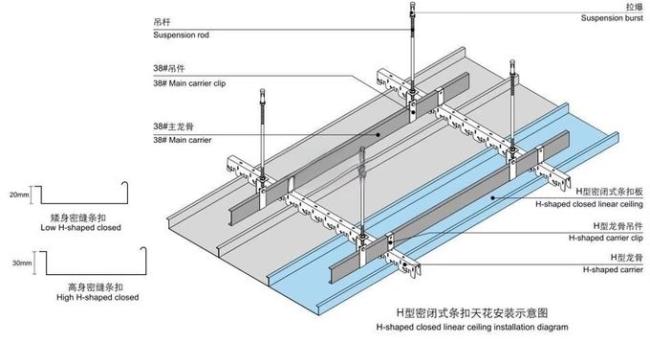 Aluminium Slat Strip False Ceiling For Office Building With Heat Insulation And Powder Coated Finish 0