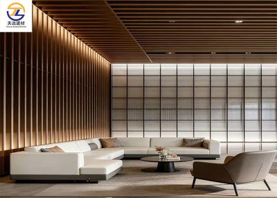 China 50*100 Wood Grain Aluminum Square Tube | Linear Baffle Ceiling & Wall for Luxury Lounges for sale