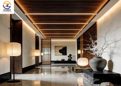 China Premium Extruded Aluminum Square Tube Ceiling | Wood Grain Linear Baffle for Luxury New Chinese Style Corridors for sale