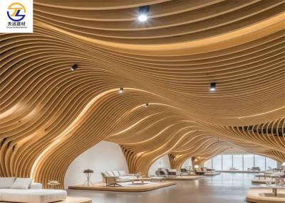 China 3.0mm Wood Grain Curved Aluminum Baffle Ceiling for Commercial Spaces for sale