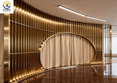 China Champagne Gold Curved Aluminum Square Tube Partition for Luxury Interiors for sale